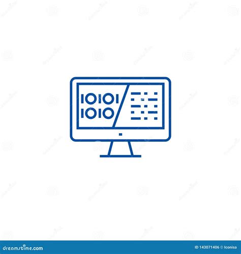 Binary Code Data Encryption Line Icon Concept Binary Code Data
