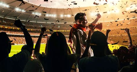 전문 경기장의 스탠드에 그들의 가장 좋아하는 스포츠 팀의 성공을 축 하 하는 팬 들 Soccer Tournament에 대한 스톡 사진 및 기타 이미지 Soccer