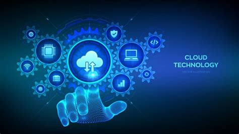 Premium Vector Cloud Computing Service Cloud Technology Hand Touching