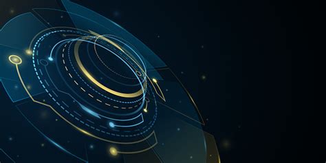 가벼운 효과를 가진 디지털 3d Hud Gui Ui 사용자 인터페이스를 위한 미래지향적인 공상 과학 요소입니다 가상 그래픽 기술 배경 사이버 공간 대시보드 디스플레이입니다