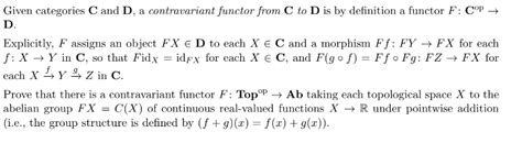 Solved Given Categories C And D A Contravariant Functor