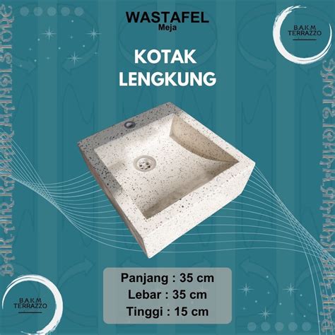 Jual Wastafel Meja Terazzo Tipe Kotak Lengkung Batu Hitam Wastafel