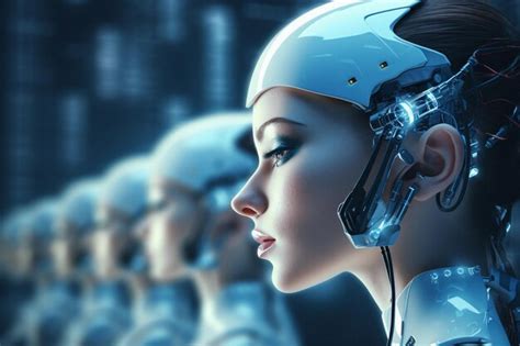 Premium Ai Image Futuristic Cyborg Woman