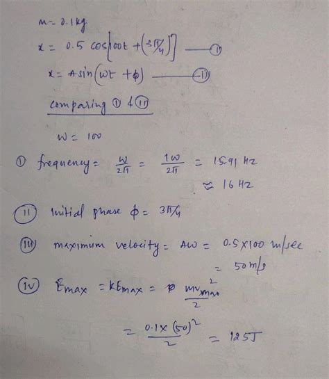 A Body Of Mass Kg Is Executing Simple Harmonic Motion According To The Equation X Cos
