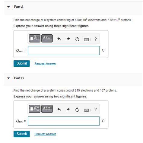 Solved Part A Find The Net Charge Of A System Consisting Of Chegg Com