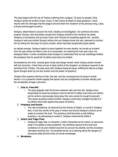 Oedipus Rex Plot Summary And Analysis Of Themes Pdf Oedipus Theban Mythology