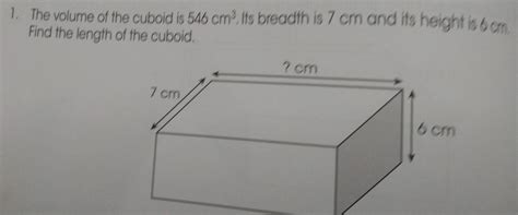 Solved The Volume Of The Cuboid Is Cm Its Breadth I Algebra