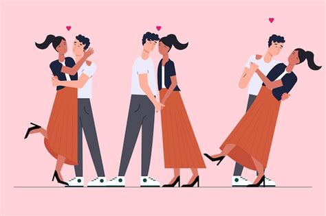 Free Vector Flat Couples Kissing Illustration