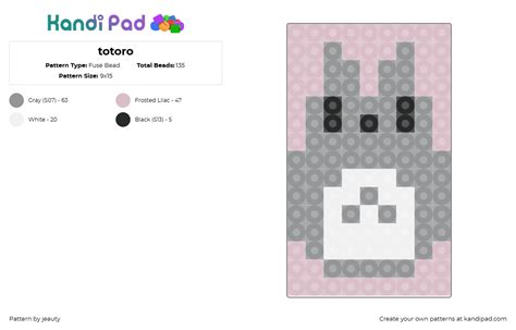 Totoro Fuse Bead Pattern Kandi Pad Kandi Patterns Fuse Bead