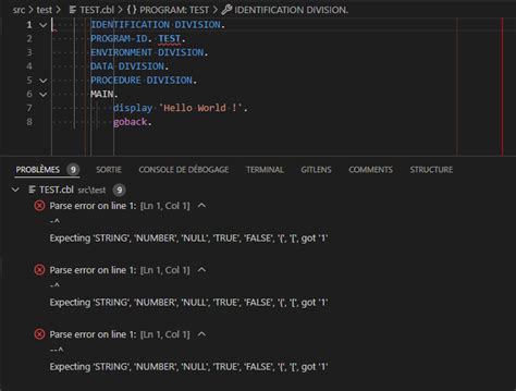 open or create a cobol file in z open editor within vscode and first