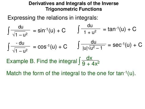 12 Derivatives And Integrals Of Inverse Trigonometric Functions X