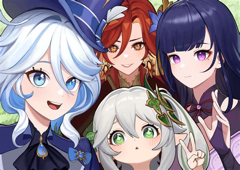 Raiden Shogun Furina Nahida And Mavuika Genshin Impact Drawn By L Rex Danbooru