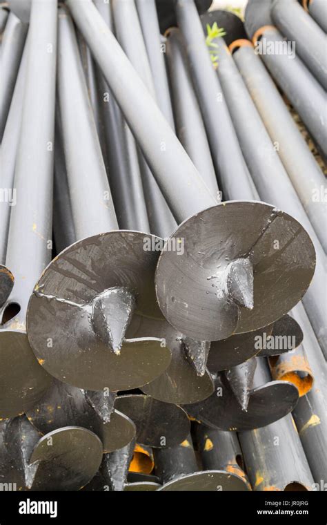 Construction Material Piles For Building Foundations For Houses Stock