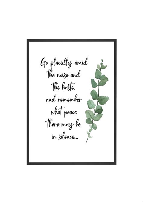 Go Placidly Amid The Noise Desiderata Quote A4 Framed Print Digital Print Print Only Etsy