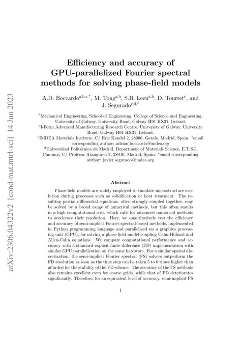 Pdf Efficiency And Accuracy Of Gpu Parallelized Fourier Spectral
