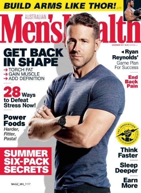 Ryan Reynolds Mens Health Magazine November 2017 Cover Photo Australia