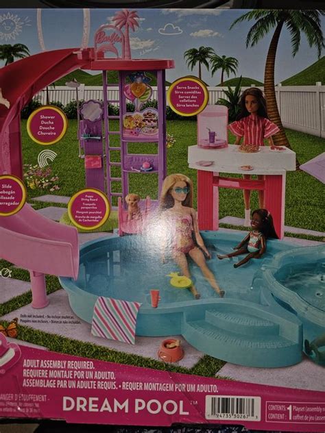 Barbie Dream Pool Playset With Slide And Bubbling Hot Tub 20 Plus