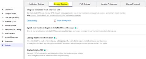 What Is Crm Key Under ‘settings Indiamart