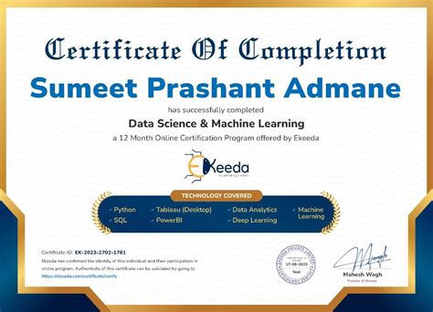 Completed Data Science And Machine Learning By Ekeeda Sumeet Prashant
