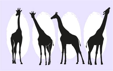 Free Vector Flat Giraffe Silhouettes Collection