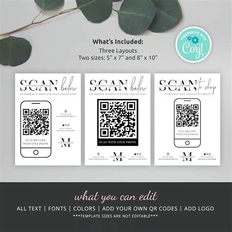 Scan QR Code Board Template Minimalist QR Code Sign Etsy India