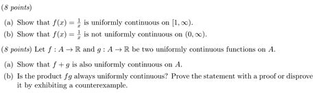solved a show that f x x1 is uniformly continuous on