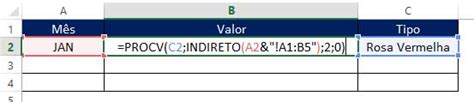 Confira funções aninhadas PROCV INDIRETO Excel Easy