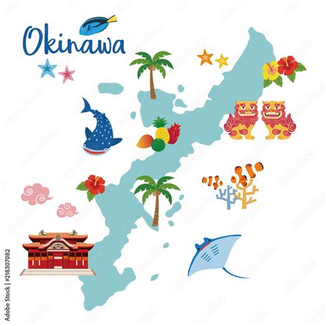 沖縄地図 観光マップ Stock Vector Adobe Stock