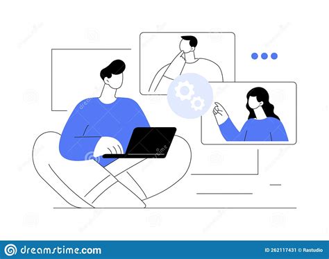 Distance Working Line Icons Collection Flexibility Remote Collaboration Productivity