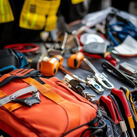 A Closeup Of Emergency Response Tools And Kits Used By Public Safety
