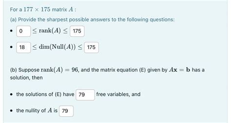 Solved Rank A Dim Null A B Suppose Rank A 96 Chegg