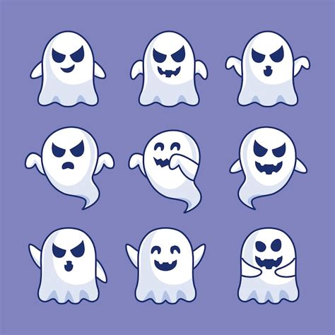Premium Vector Set Of Cute Ghost Halloween Cartoon Character