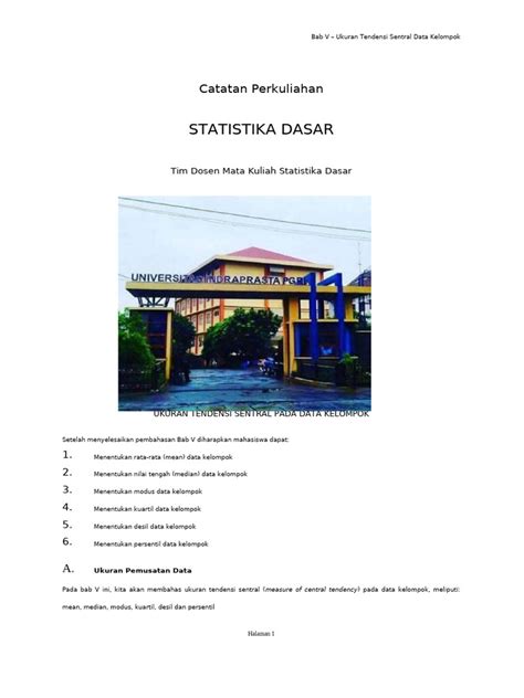 Ukuran Tendensi Sentral Data Kelompok Pdf