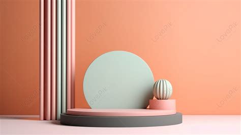 부드러운 파스텔 배경에서 빈 플랫폼을 대조하는 3d 렌더링 3d 배경 3d 렌더링 배경 대조 배경 이미지 Hd 3d