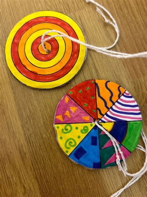 Diy String Spinner Toy Paper Wheel Spinner Toy School Age Crafts