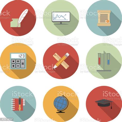 Lécole Et Léducation Icônes Vector Plate Set Vecteurs Libres De Droits