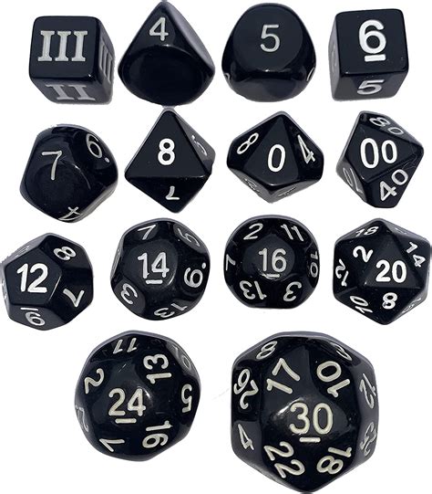 Opaque 14 Unusual Dcc Dice Set Black Impact Miniatures