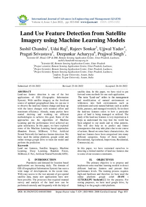 Pdf Land Use Feature Detection From Satellite Imagery Using Machine