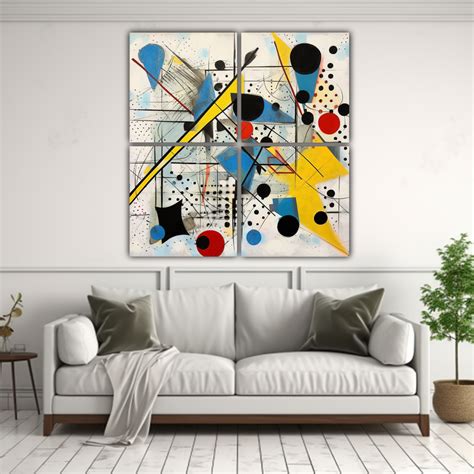 Cuadros Abstractos De Expresión Geométrica En Dormitorio Decocuadros