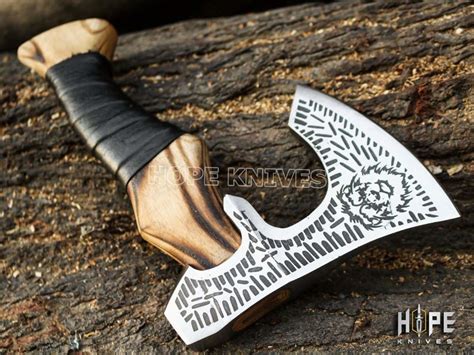 Custom Forged Carbon Steel Axe Viking Breaded Camping Axe Etsy