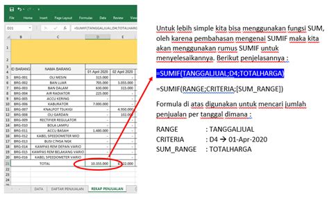 FORMULA EXCELL Menggunakan Rumus SUMIF Dan SUMIFS Untuk Membuat Rekap