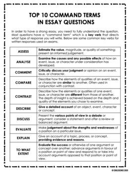 TOP 10 Command Terms In Essay Questions Printable Notes By EDOLESCENCE