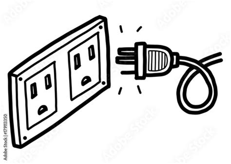 Plug And Electric Socket Cartoon Vector And Illustration Black And