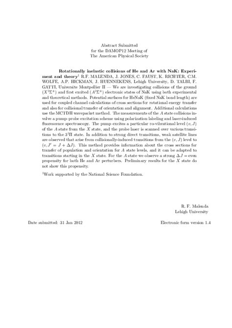 Pdf Rotationally Inelastic Collisions Of He And Ar With Nak