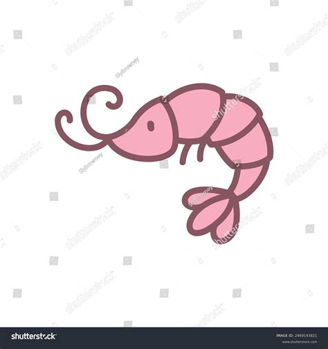 Cute Shrimp Icon Hand Drawn Illustration Stock Vector Royalty Free
