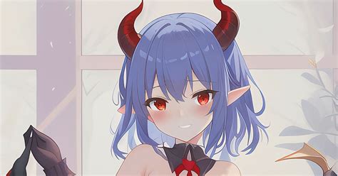 Aiイラスト 水髪悪魔っ娘の下着見せ ゲエリラのイラスト Pixiv