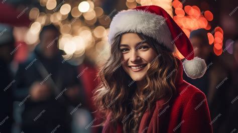 Premium Photo A Girl Wearing Santa Costume Generative Ai