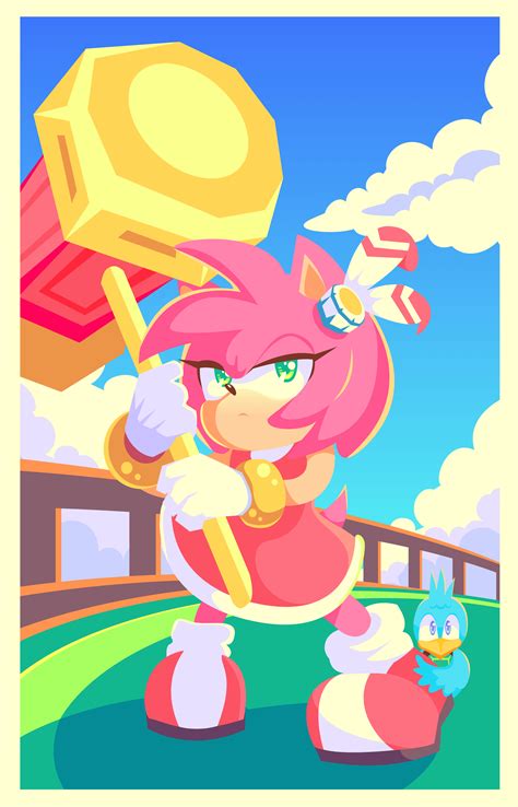 Amy Rose And Birdie By Mephikal Rsonicthehedgehog
