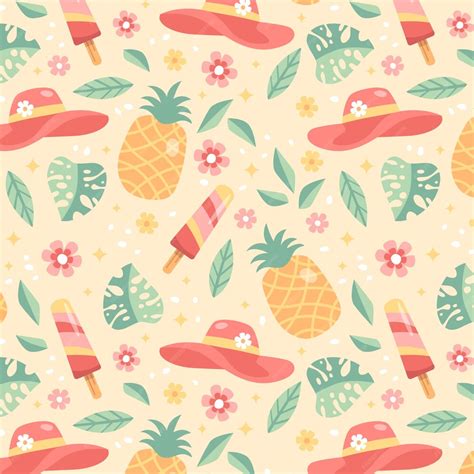 Free Vector Flat Pastel Summer Season Pattern Design