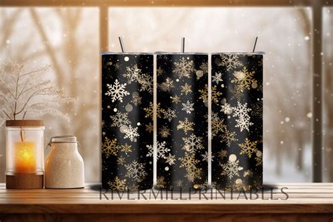 Snowflakes 20oz Tumbler Wrap Png Graphic By Rivermill Embroidery